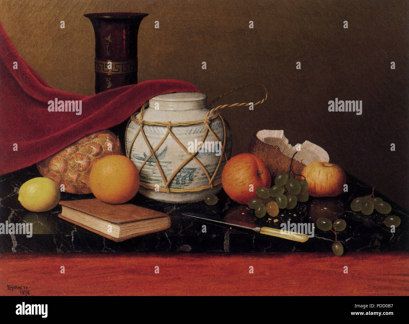 Still Life with Ginger Jar, Harnett, William M., 1876 Stock Photo - Alamy