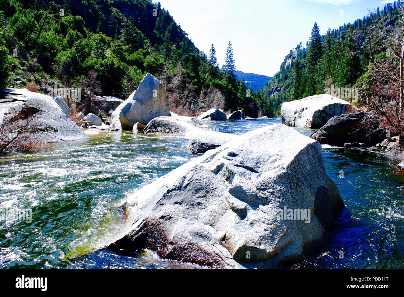 Yosemite River & Boulders Stock Photo - Alamy