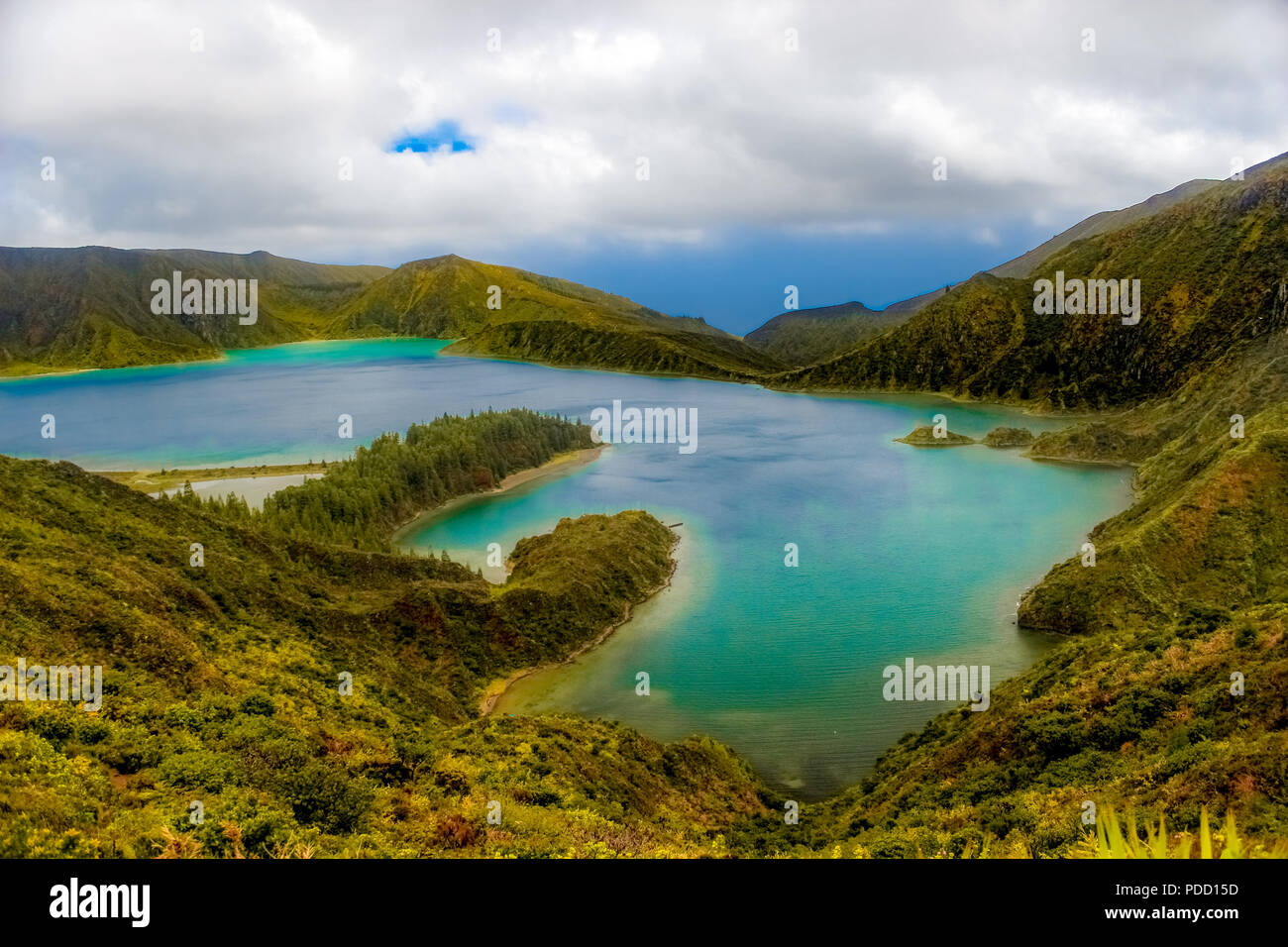 Lake situated in the crater of a dormant volcano on the Portuguese ...