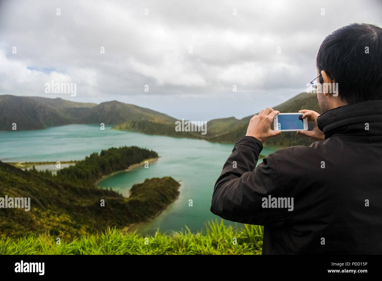 Lake situated in the crater of a dormant volcano on the Portuguese ...
