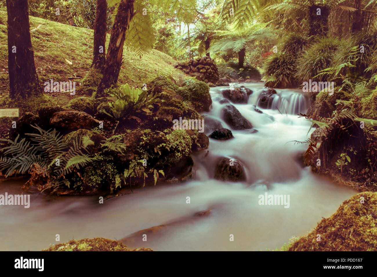 Beautiful waterfalls / cascades in Azores, Portugal. High contrast from ...