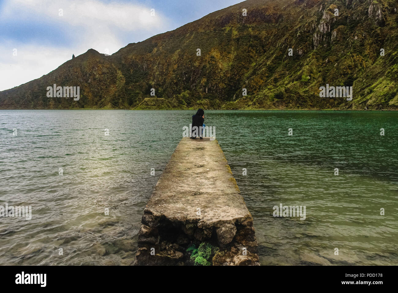 Lake situated in the crater of a dormant volcano on the Portuguese ...