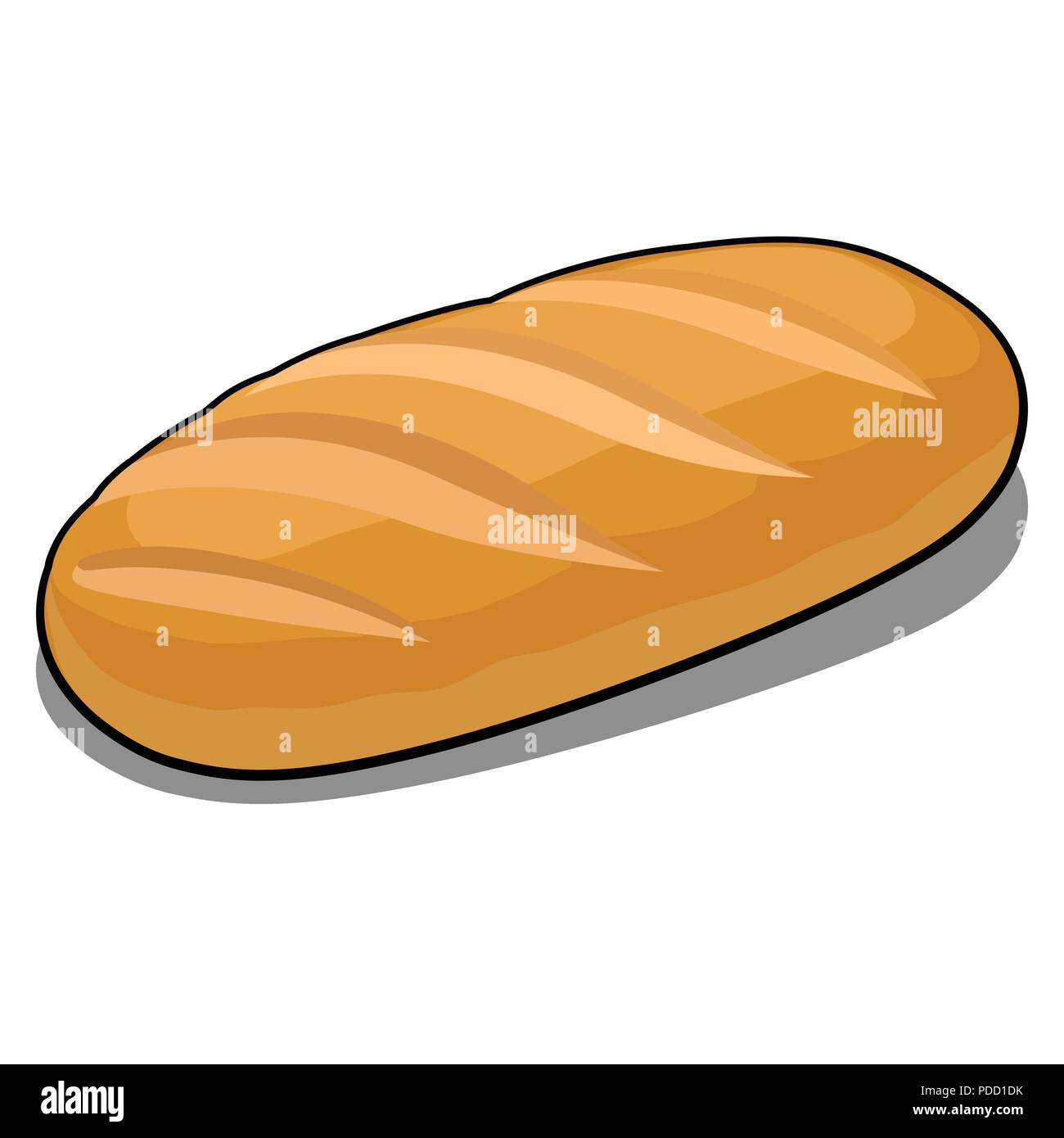 Fresh cartoon long rifled loaf isolated on a white background. Vector ...