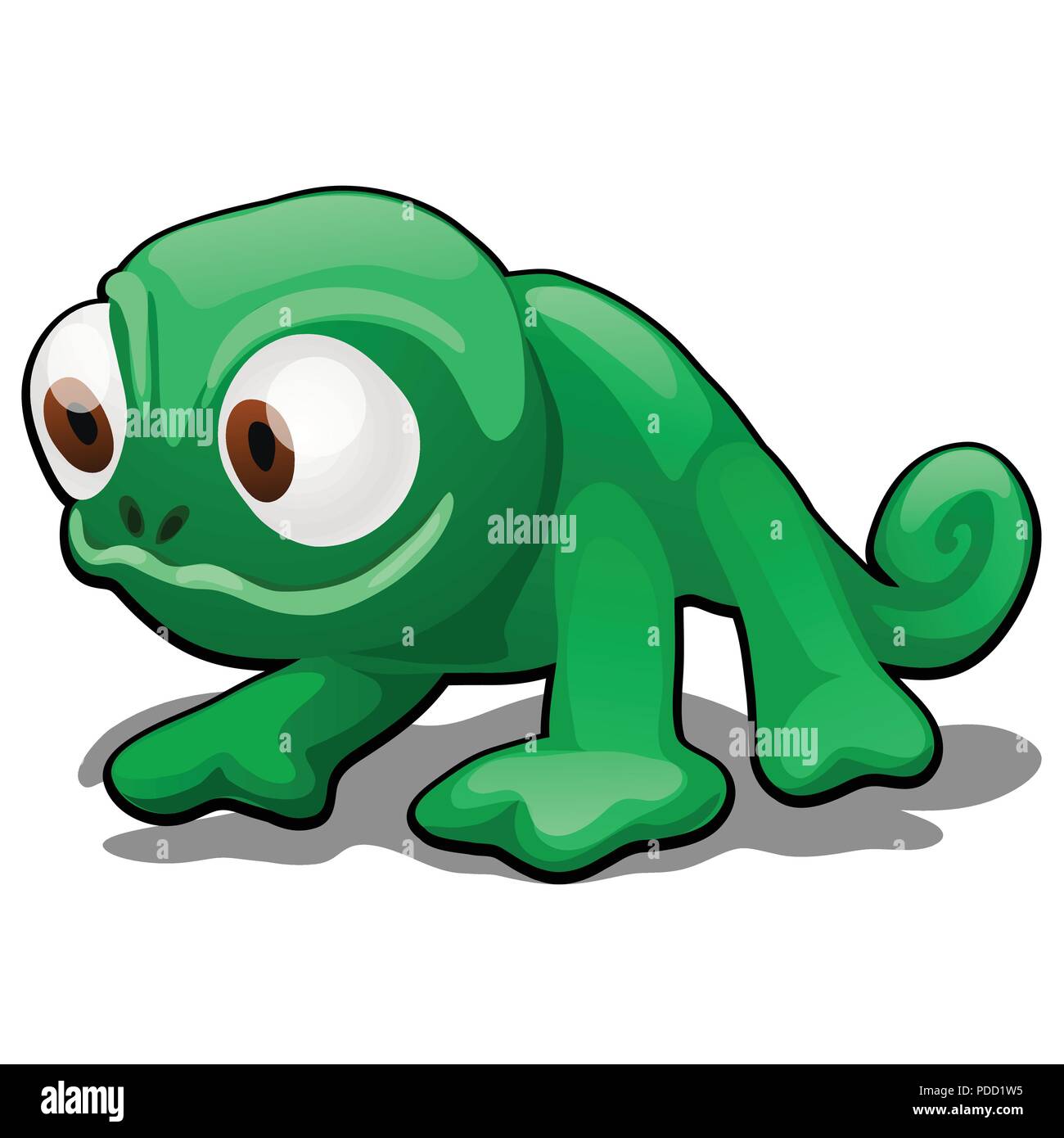 Animated cartoon tropical toy animal chameleon isolated on white ...