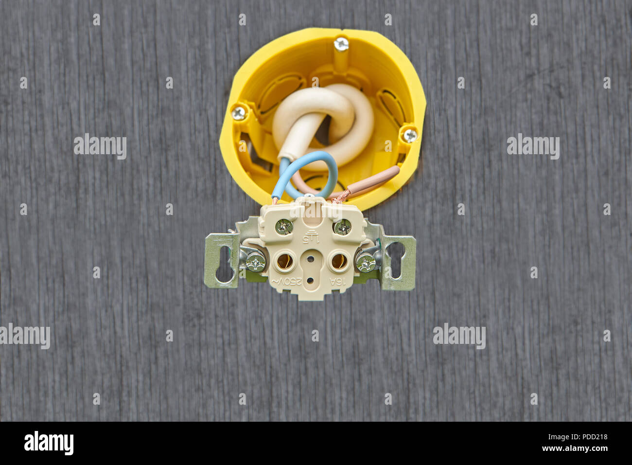 Household electrical grid, wall box for cavity wall mounting with ...