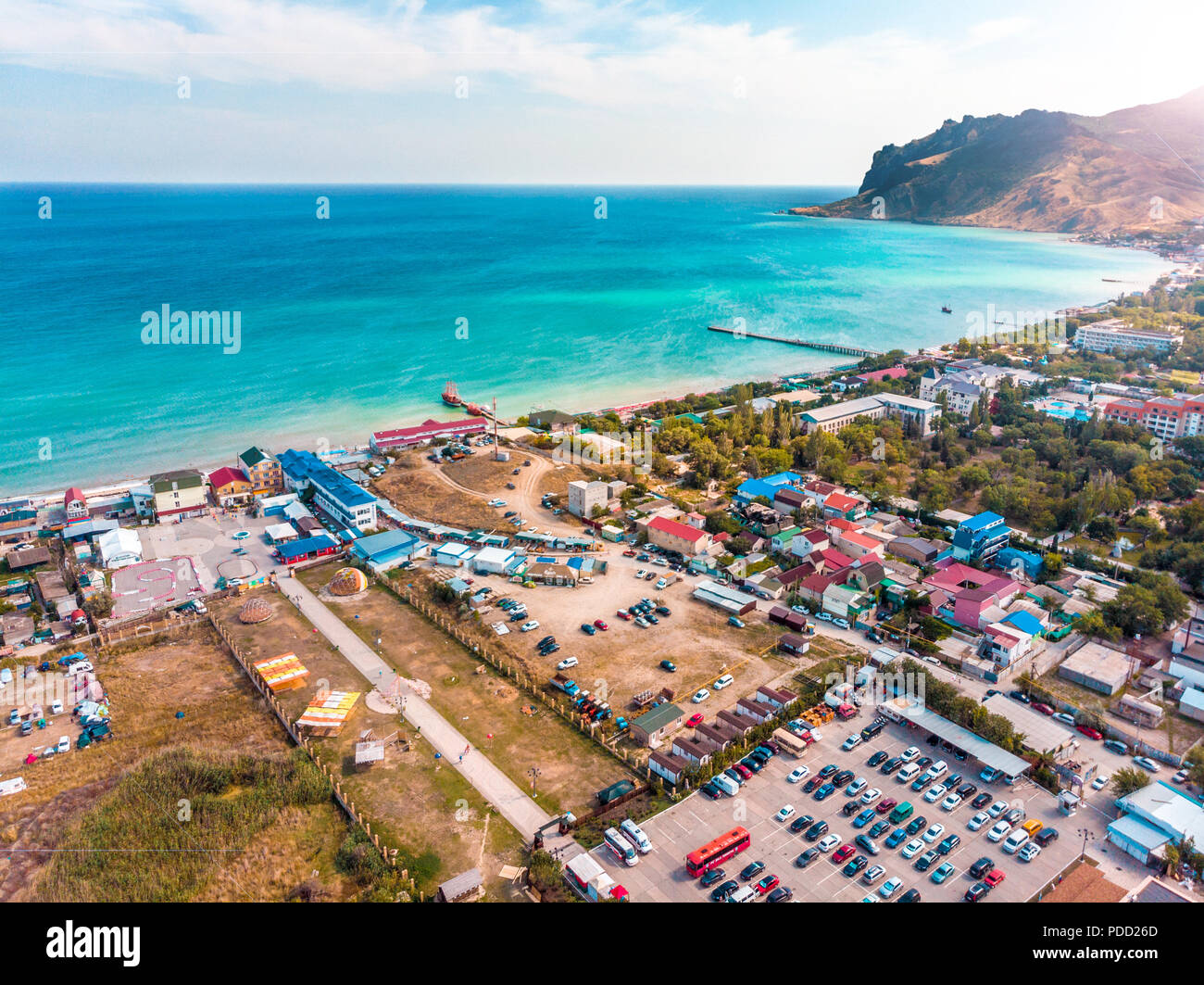 Aerial view of a resort town on the seashore Stock Photo - Alamy