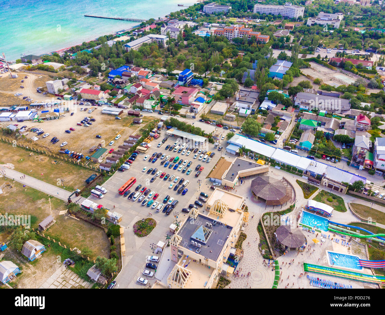 Aerial view of a resort town on the seashore Stock Photo - Alamy