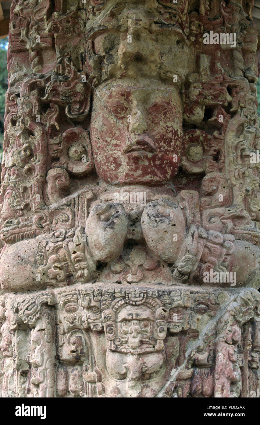 Stela D in Great Plaza in Copan, Honduras Stock Photo - Alamy