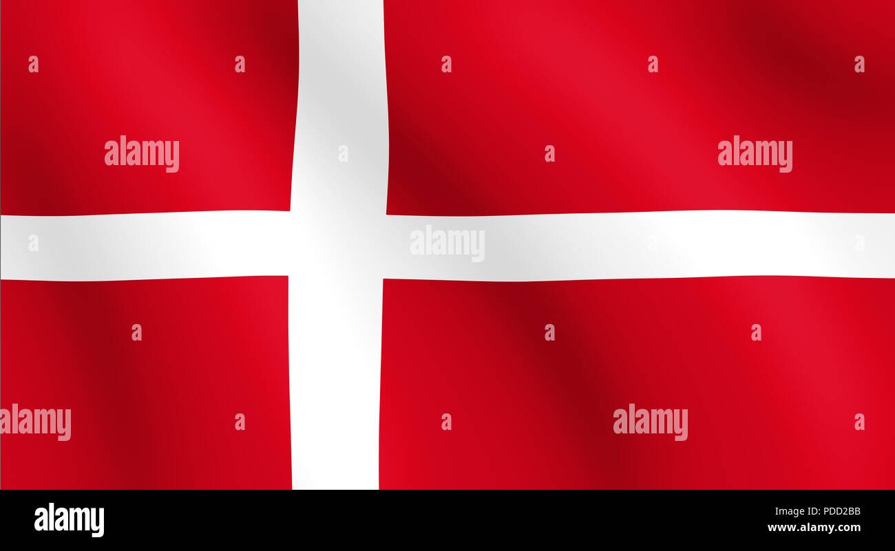 wavy dannish flag illustration - Denmark flag Stock Photo - Alamy