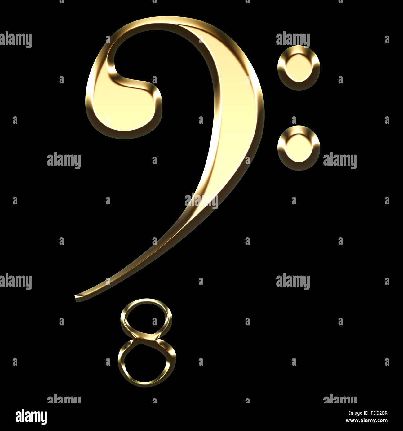 golden bass clef illustration - musical symbol - number eight ...