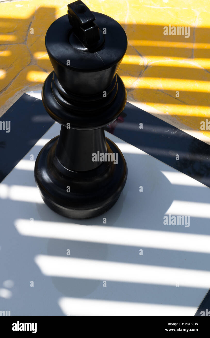 Chess photographed on a chess board, Chess piece king in front of white ...