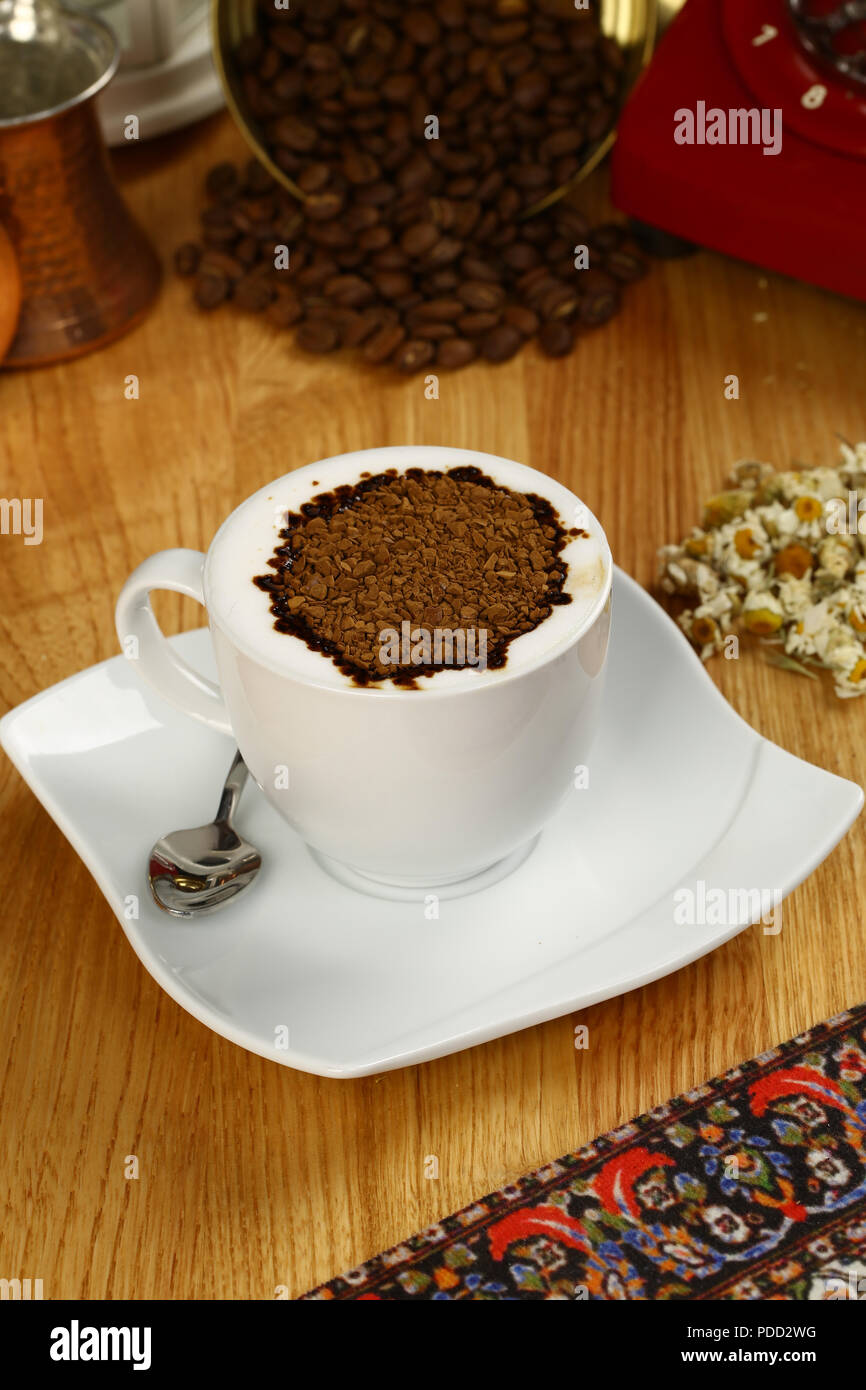 Cup of coffee with milky Stock Photo - Alamy