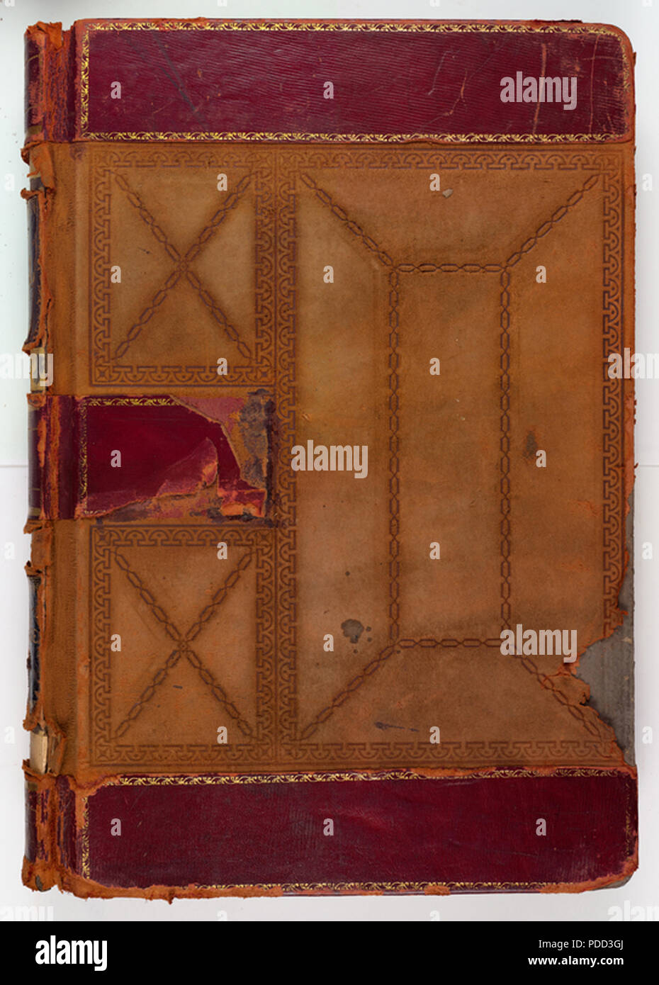 vintage leather bound book, worn Stock Photo - Alamy