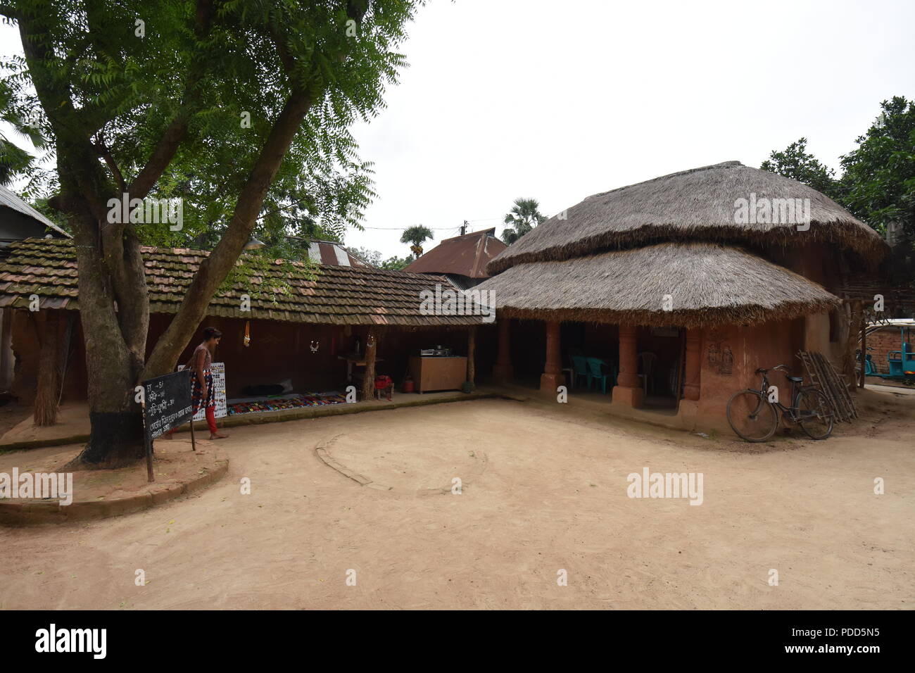 Tribal mud hut of Bonerpukurdanga - a Santali village at Bolpur, in the ...