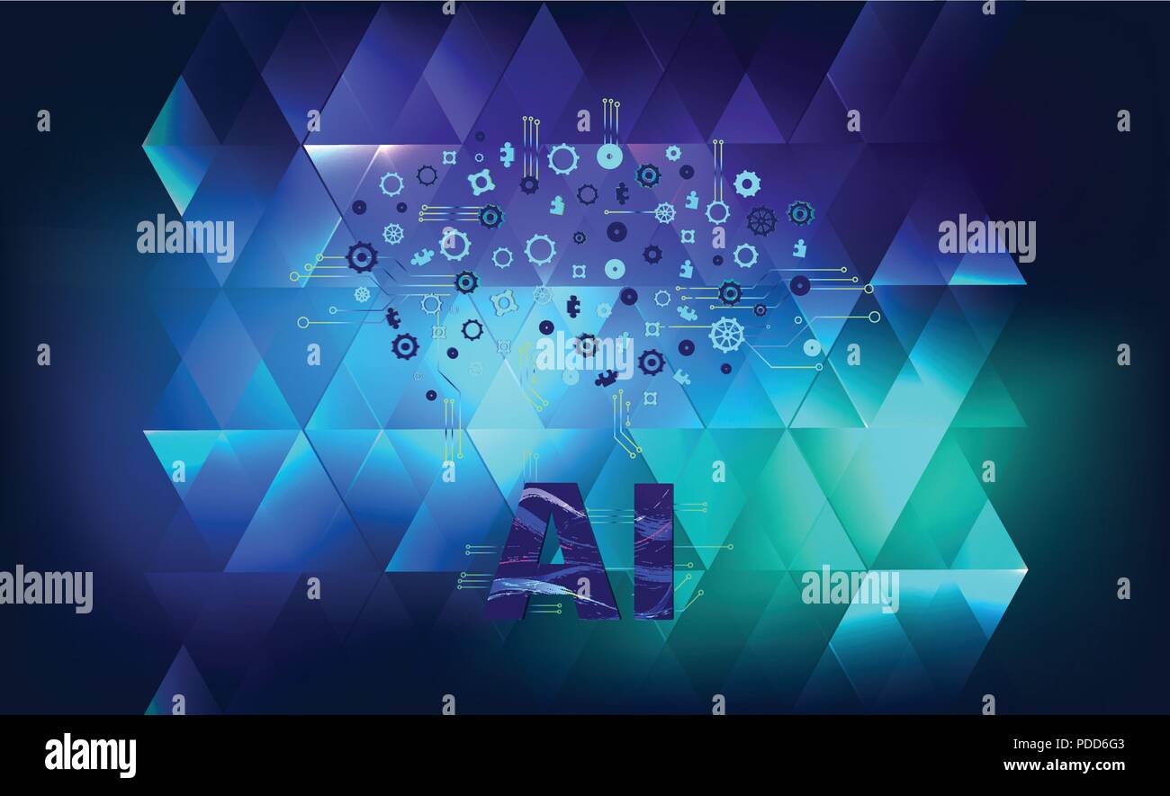 Artificial Intelligence banner with decoration. AI concept. Vector ...