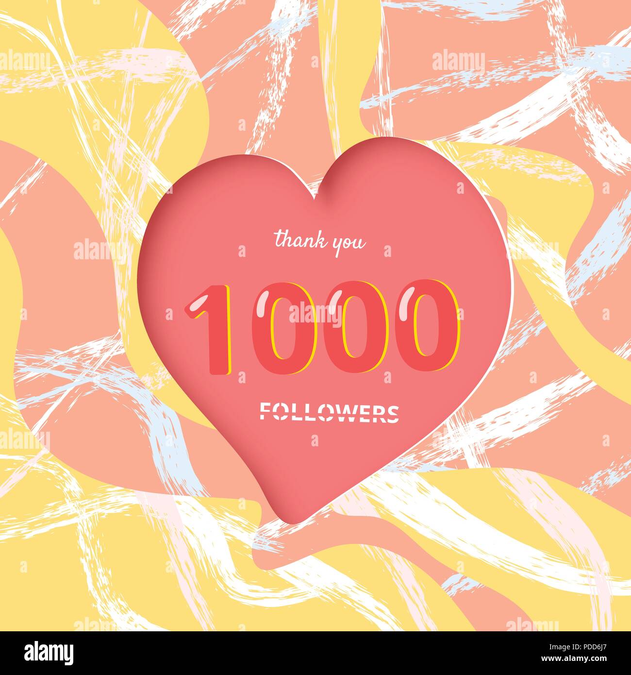 1K followers thank you post with heart shape and decoration. 1000 ...