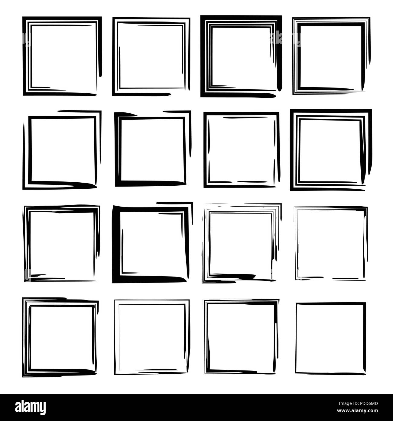 Set of black rectangle grunge frames. Geometric empty borders. Vector ...