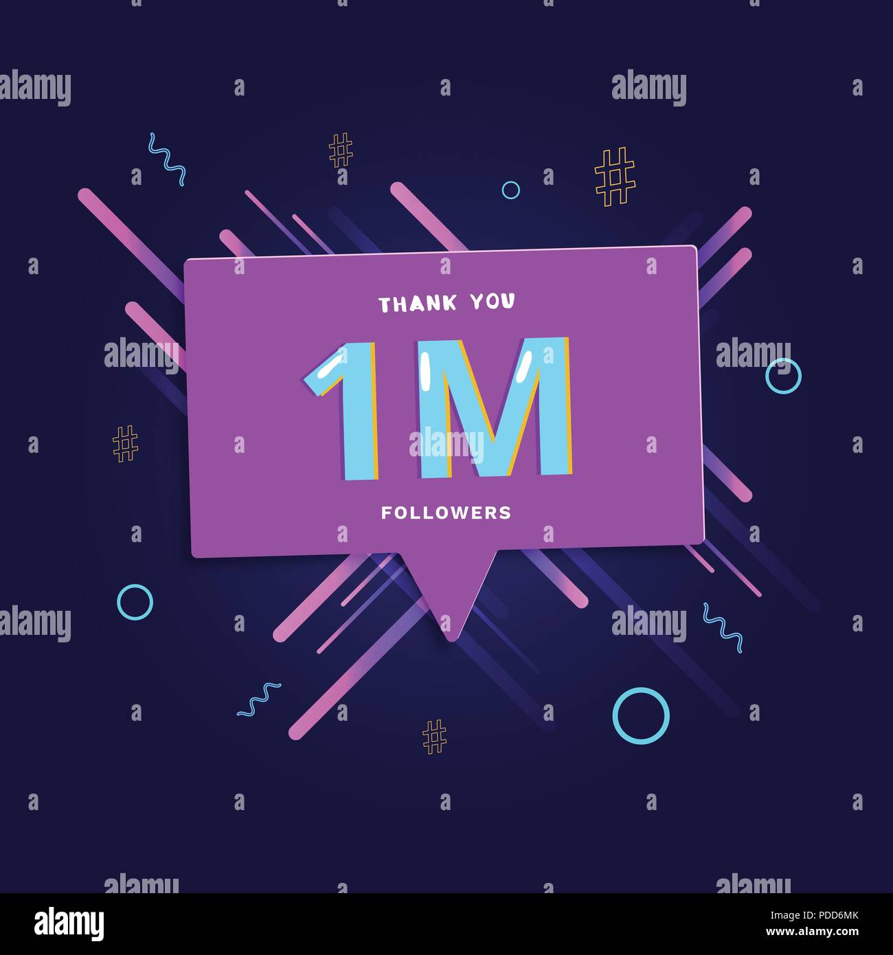 1M followers thank you post with speech bubble and decoration. 1 ...