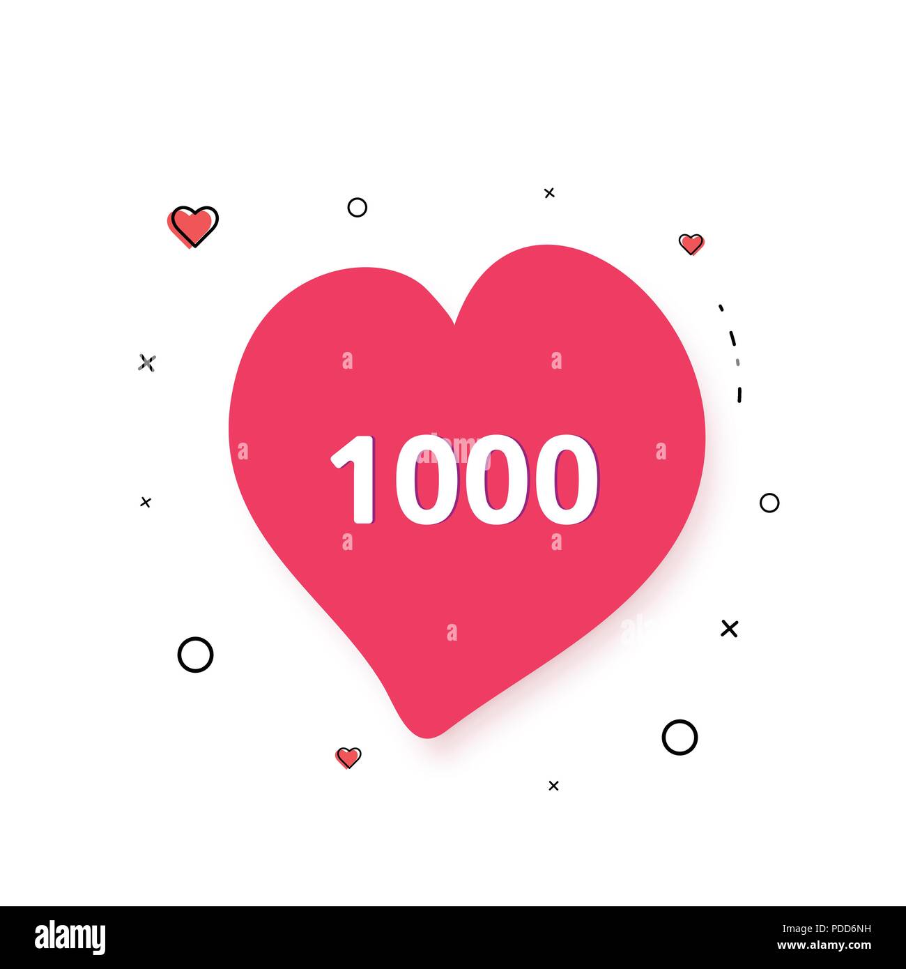 1000 likes banner with heart shape isolated on white background ...
