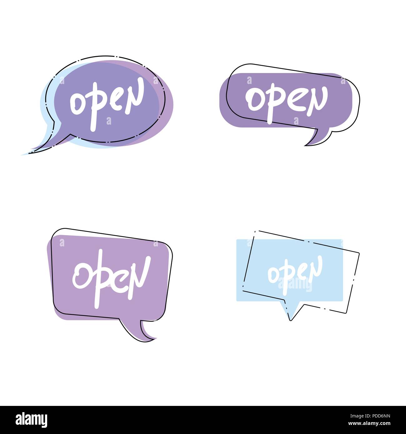 Set of Open singboards isolated on white background. Vector ...