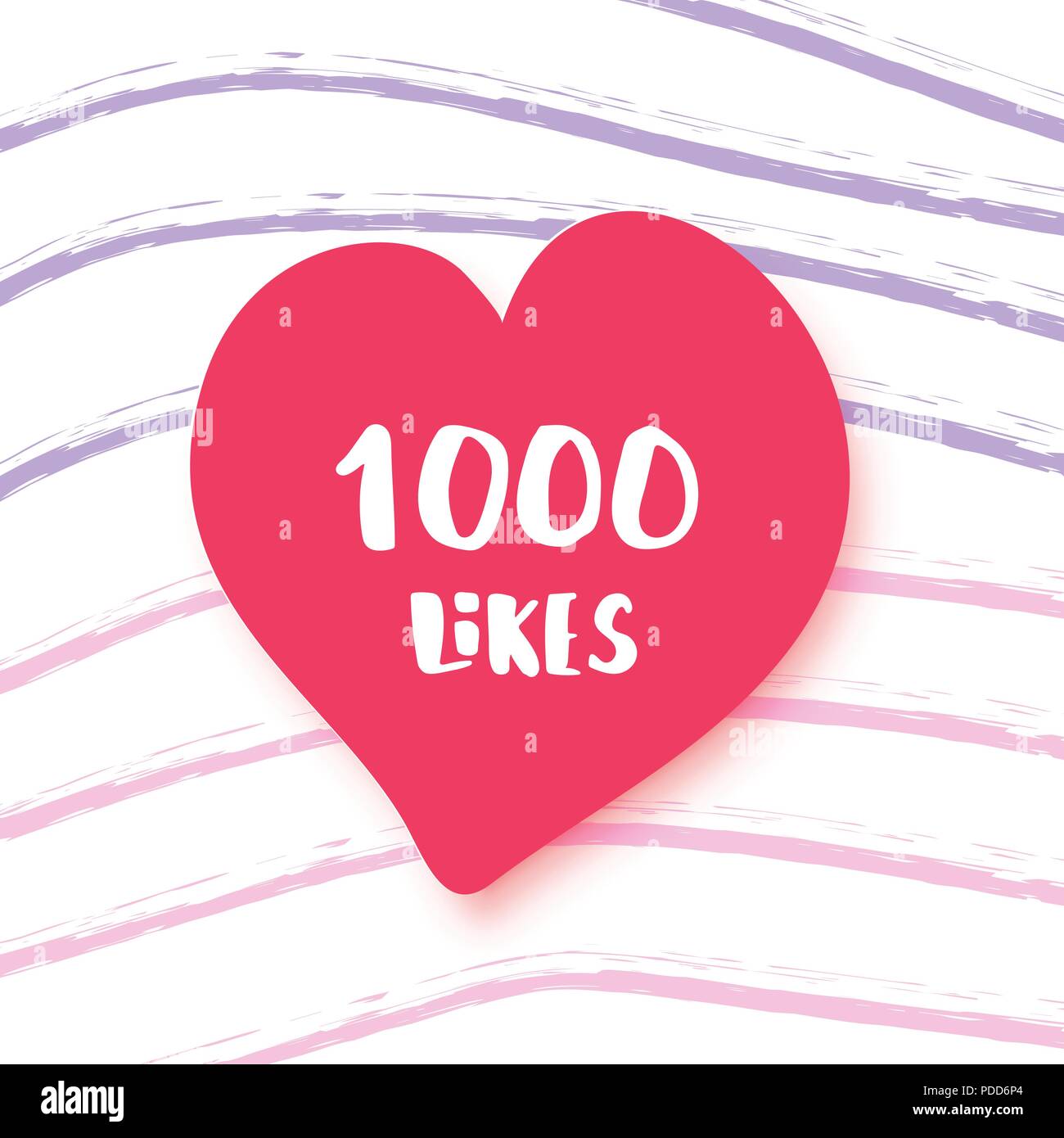 1000 likes banner with heart shape on lines background. Celebration 1k ...