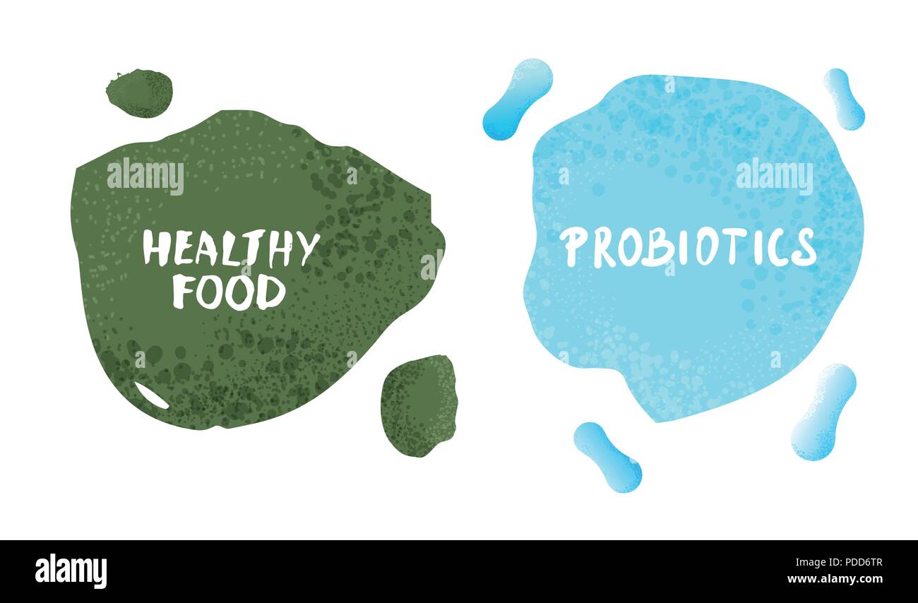 Probiotics and Healthy Food banners. Biological background. Vector ...
