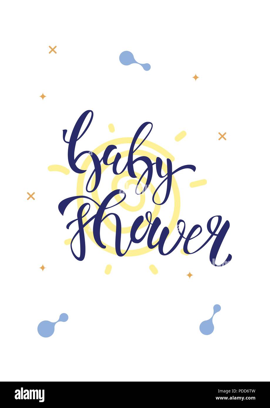 Baby Shower invitation template. Handwritten lettering. Vector ...
