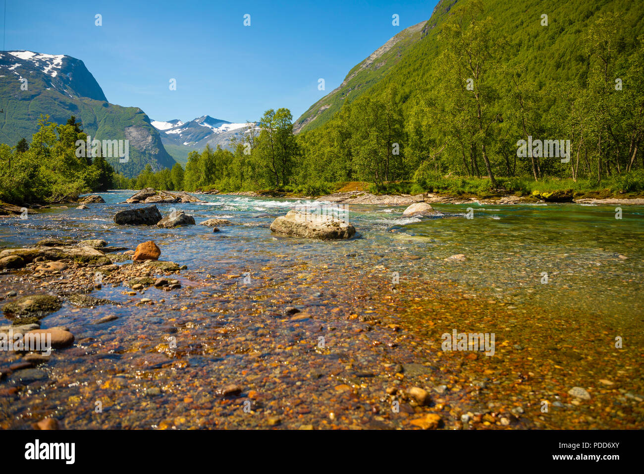 Beautiful mountain river near Trollstigen in Norway Stock Photo - Alamy
