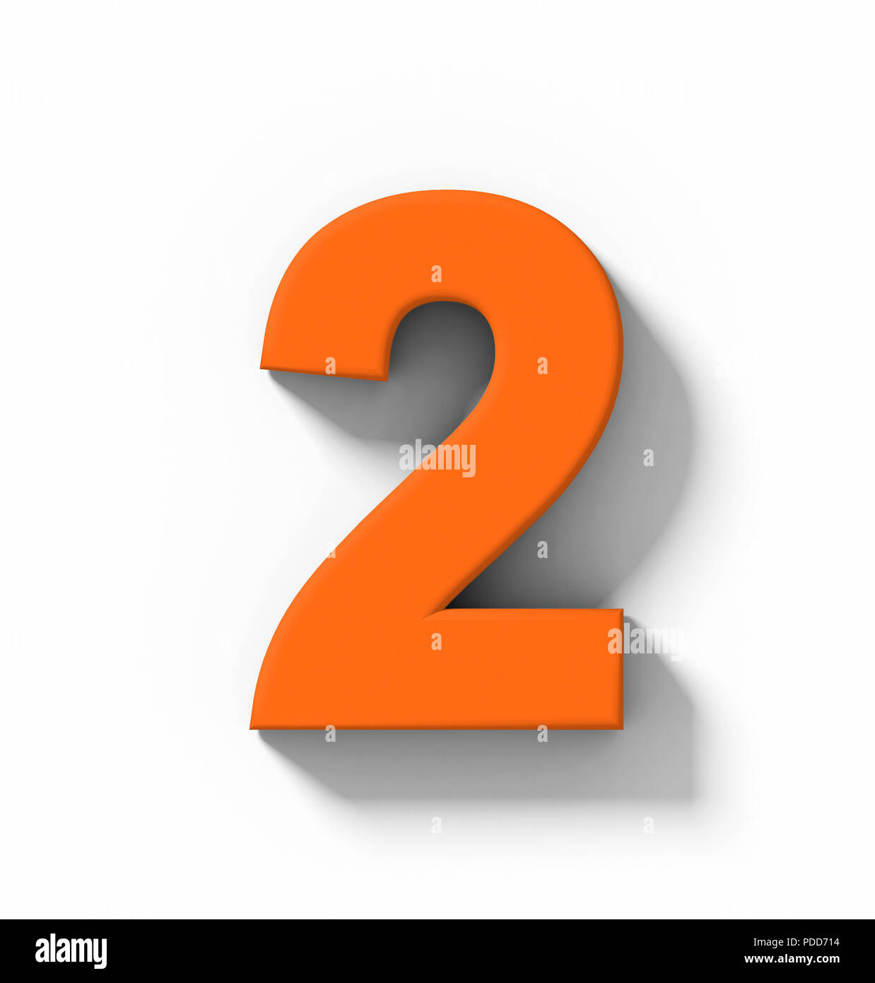 number 2 3D orange isolated on white with shadow - orthogonal ...