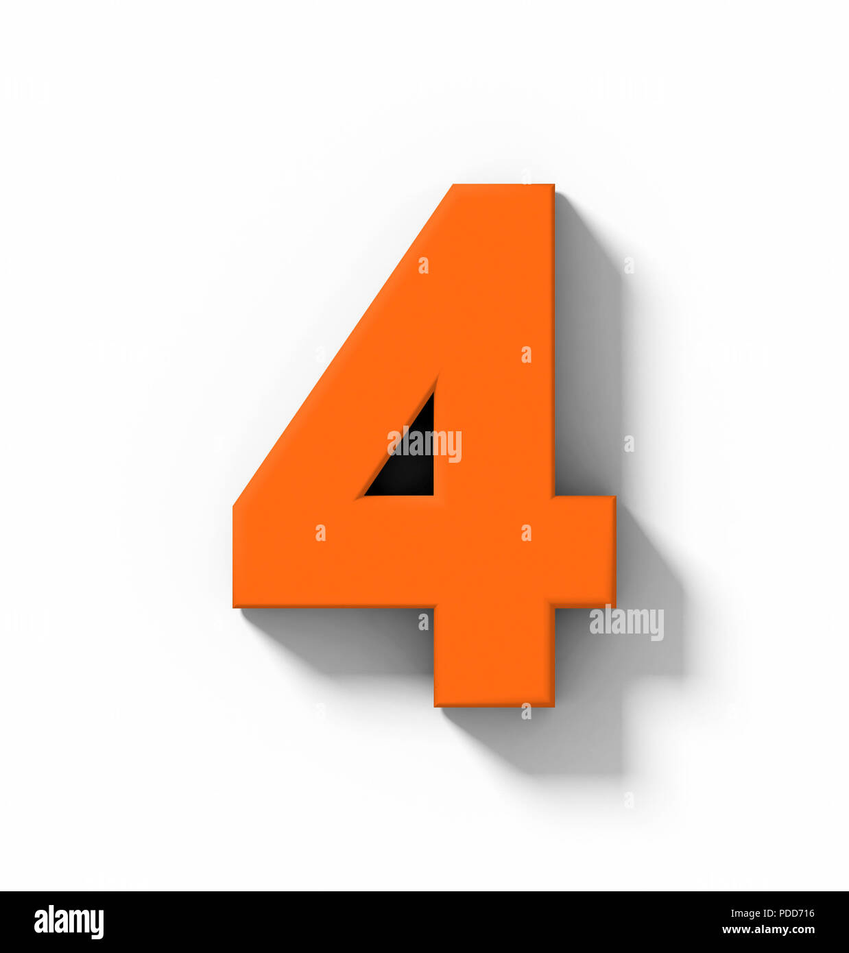 number 4 3D orange isolated on white with shadow - orthogonal ...