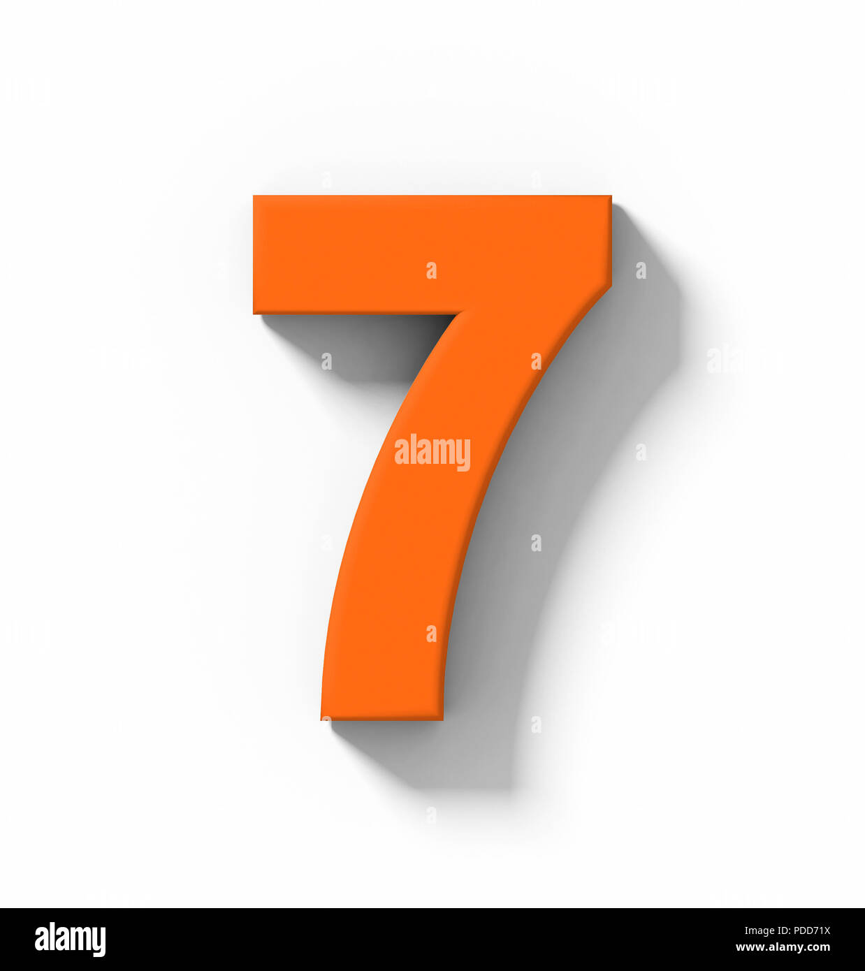 number 7 3D orange isolated on white with shadow - orthogonal ...