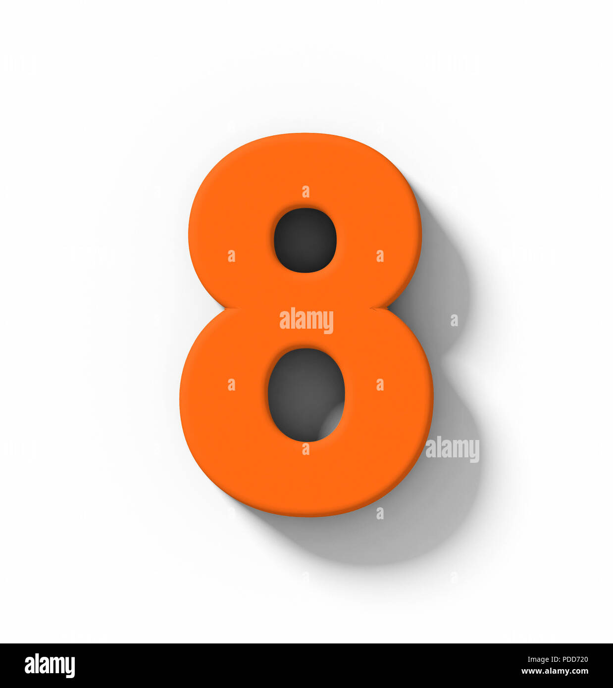 number 8 3D orange isolated on white with shadow - orthogonal ...