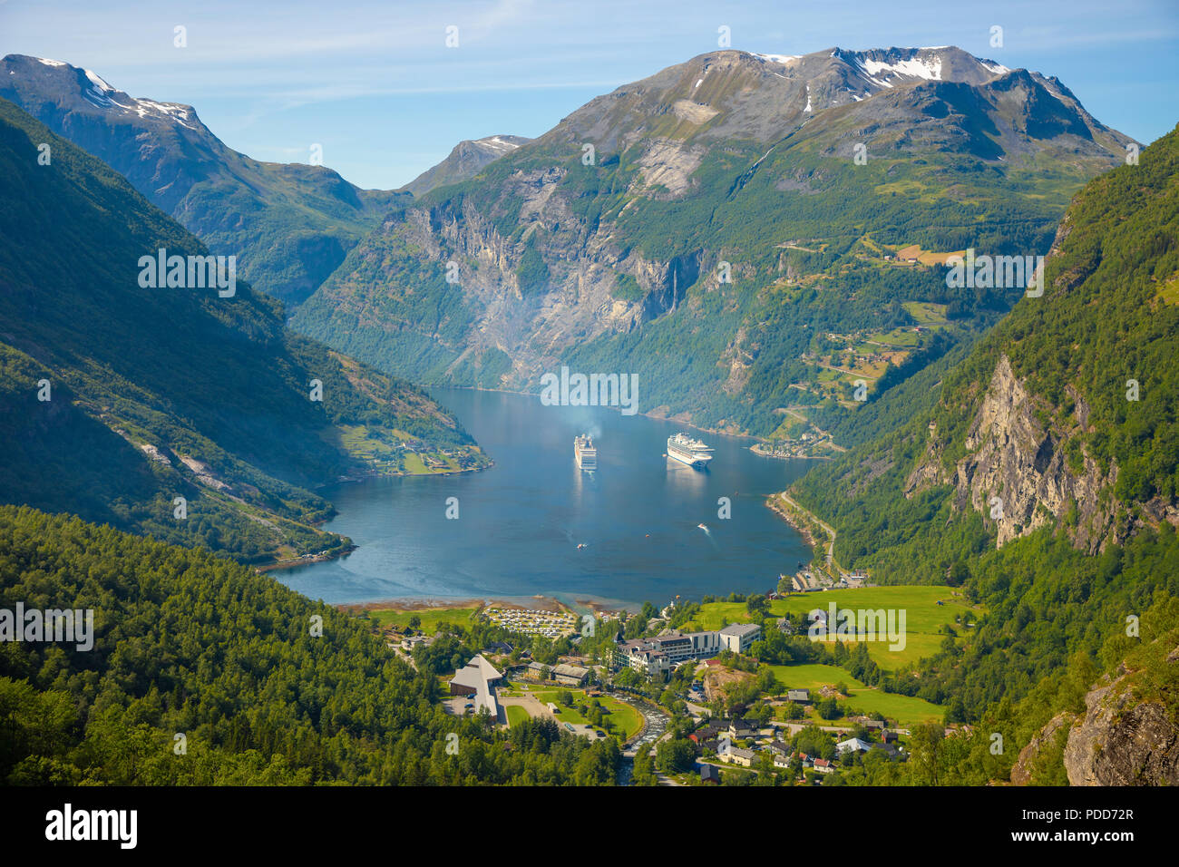 Geiranger fjord from mountain viewpoint, Norway Stock Photo - Alamy
