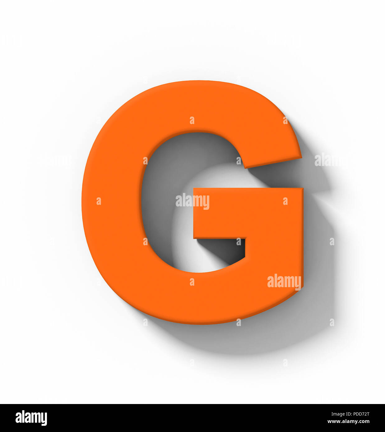 letter G 3D orange isolated on white with shadow - orthogonal ...