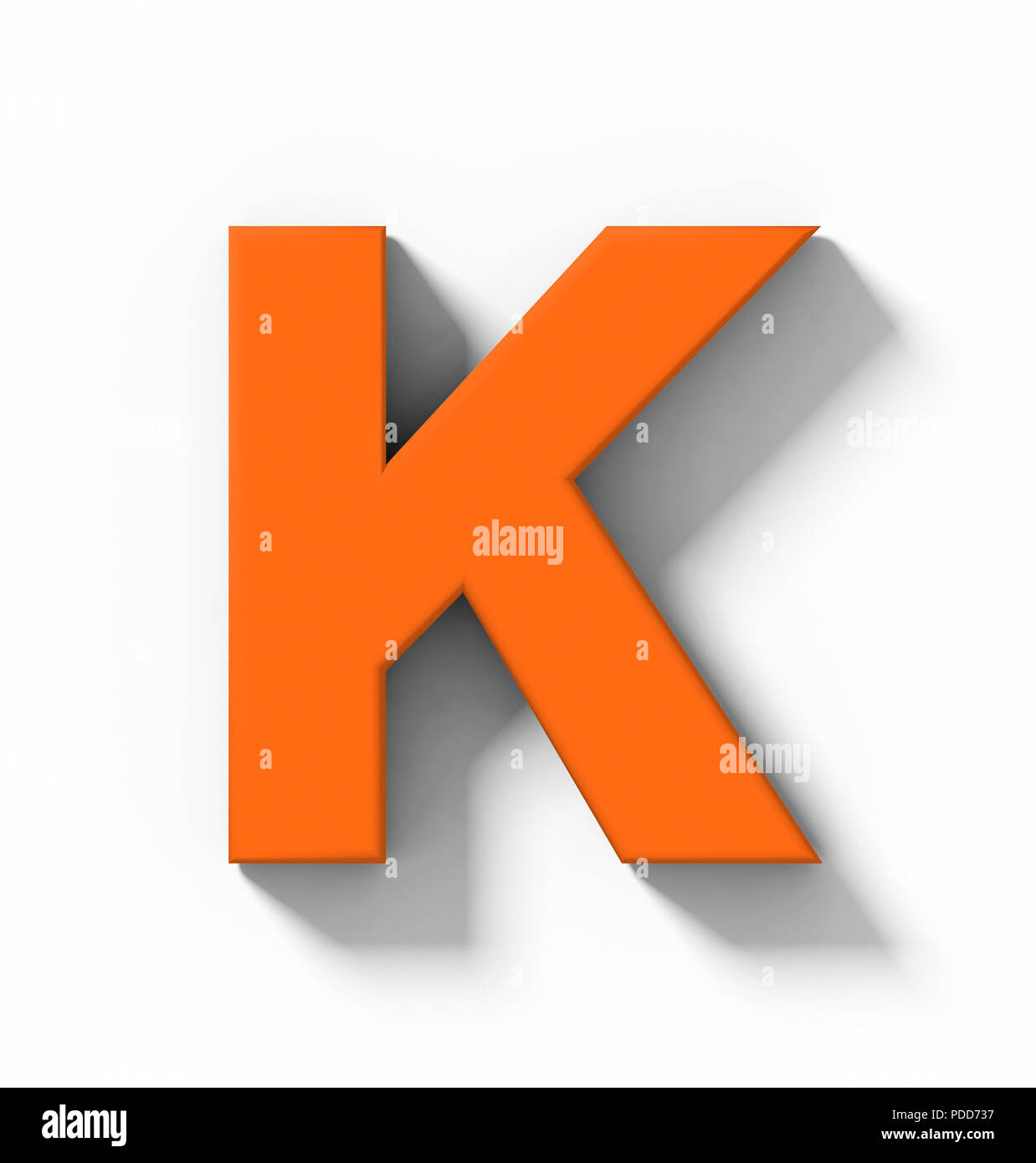 letter K 3D orange isolated on white with shadow - orthogonal ...
