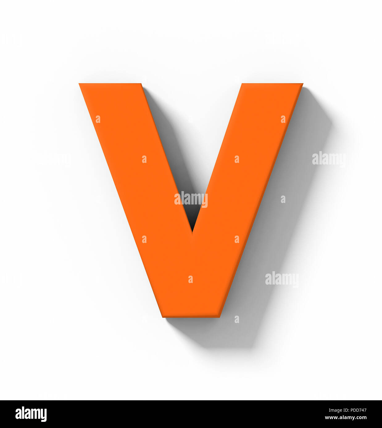 letter V 3D orange isolated on white with shadow - orthogonal ...