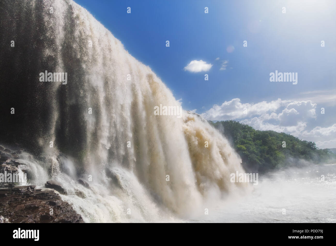 Magnificent waterfall on the Orinoco river. South America, Venezuela ...