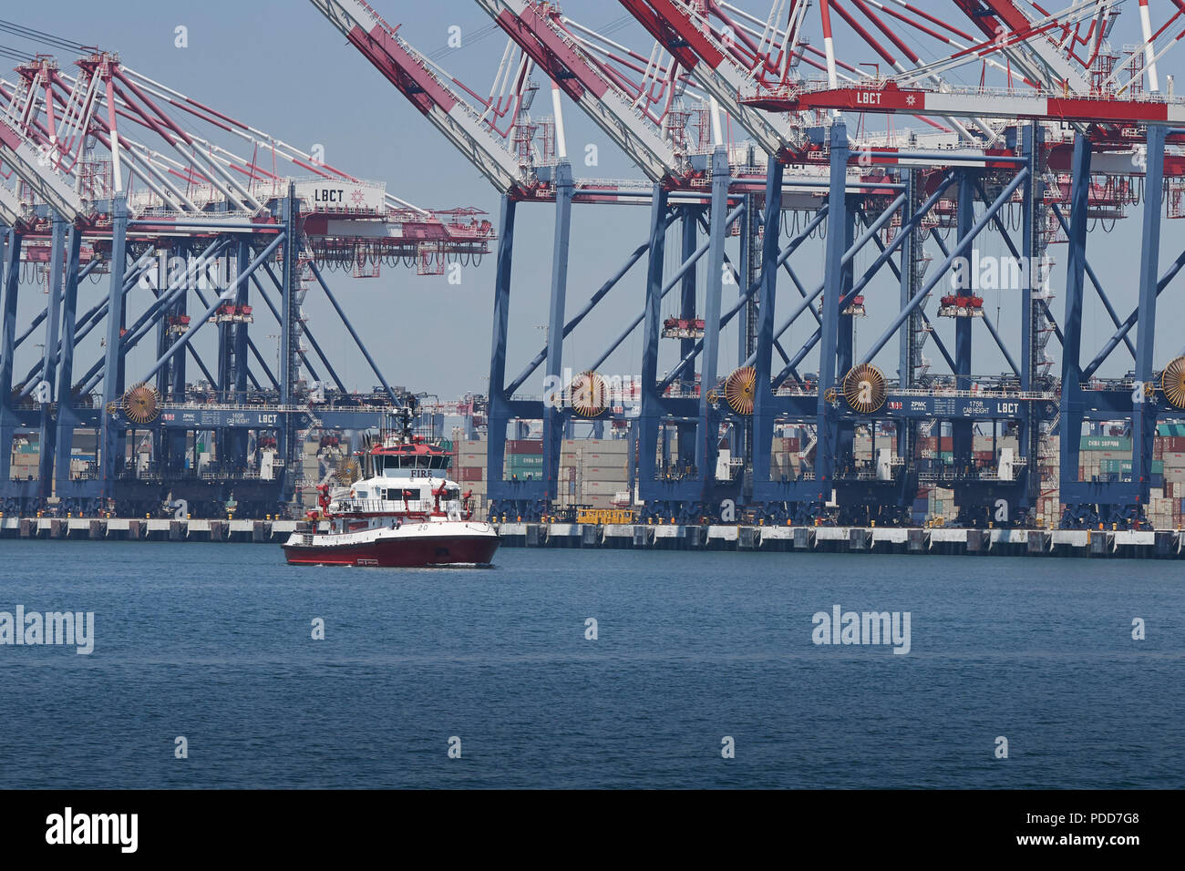 Long Beach Fire Department Fireboat 20, Passing The Port of Long Beach ...