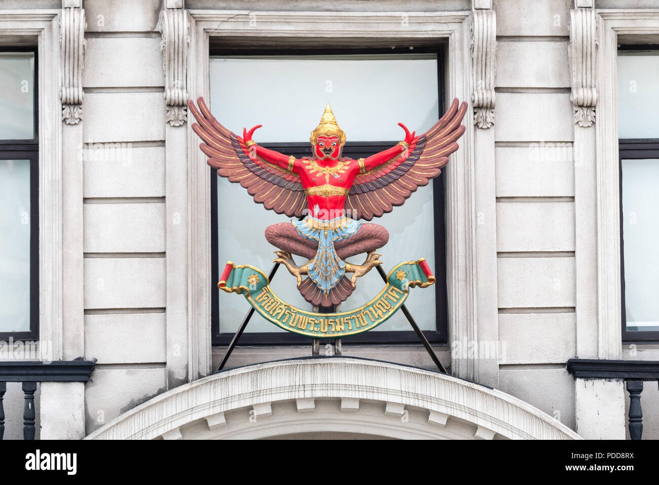 Phra Khrut Pha, the national symbol of Thailand on the exterior of a ...