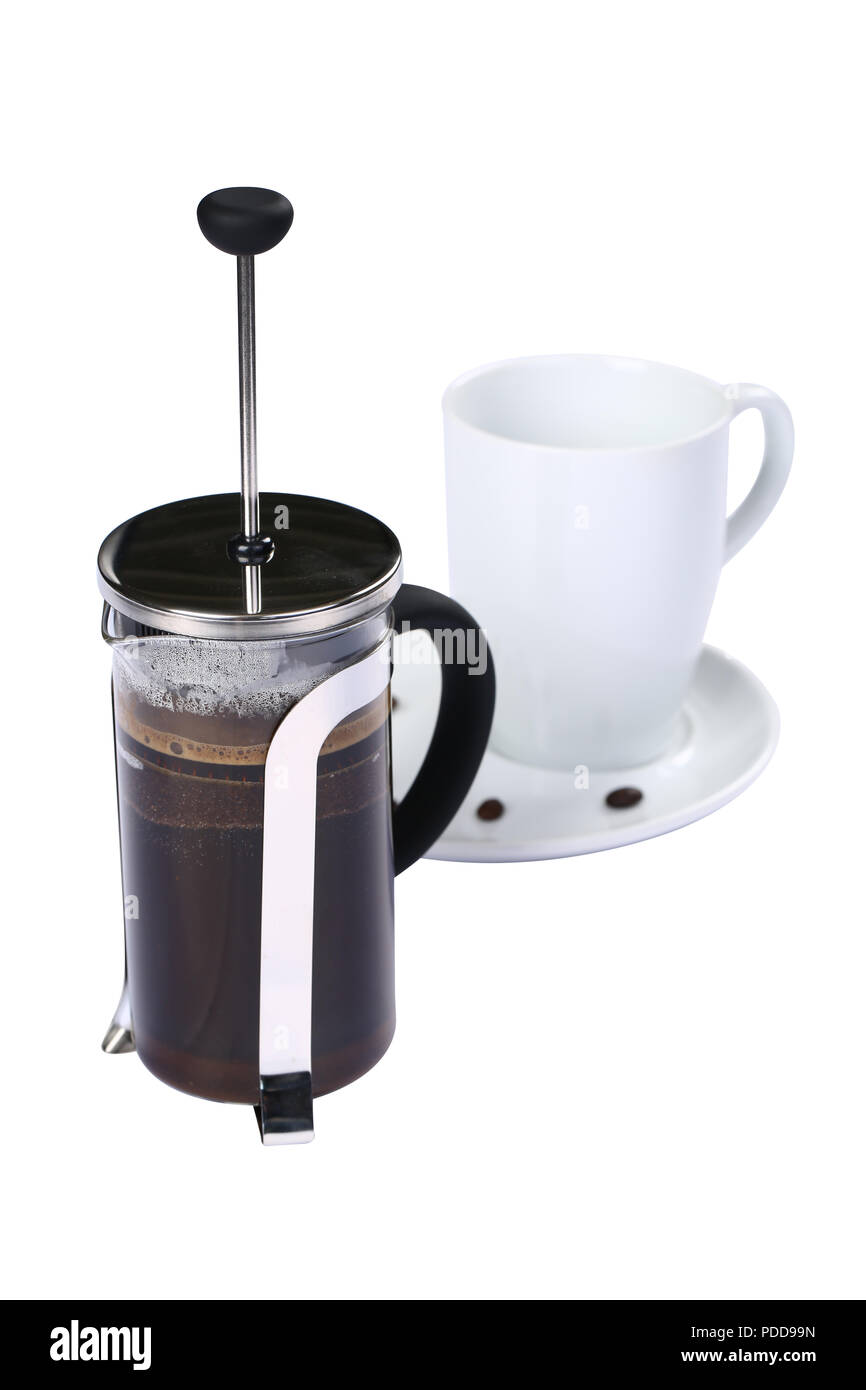 French press and coffee cup Stock Photo - Alamy