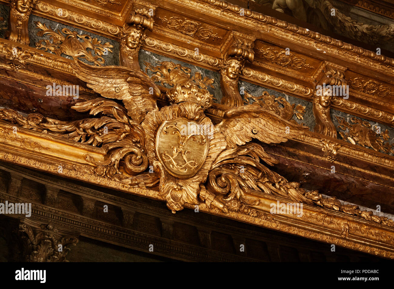 Gold ceiling details inside the Palace of Versailles Stock Photo - Alamy
