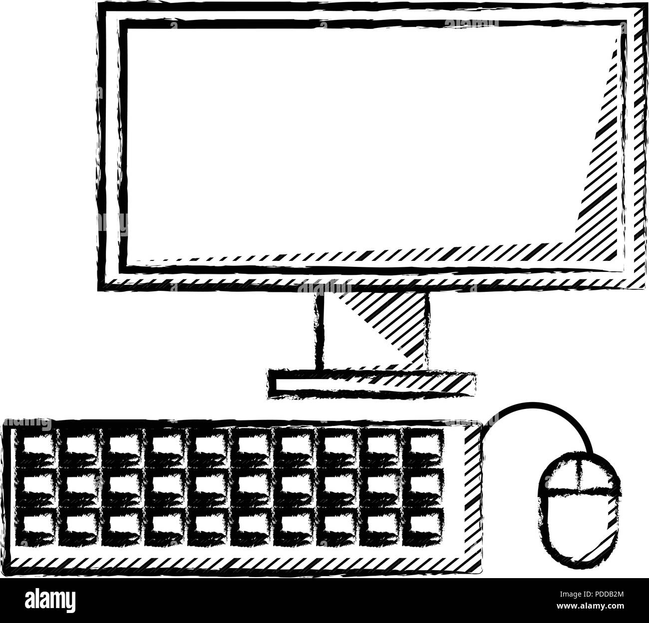 computer, keyboard and mouse over white background, vector illustration ...