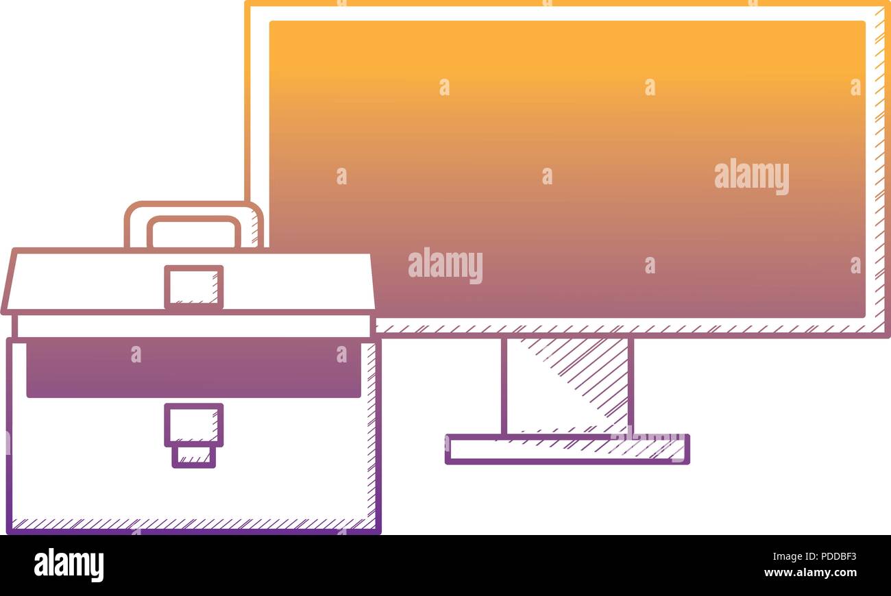 computer and business portfolio icon over white background, vector ...