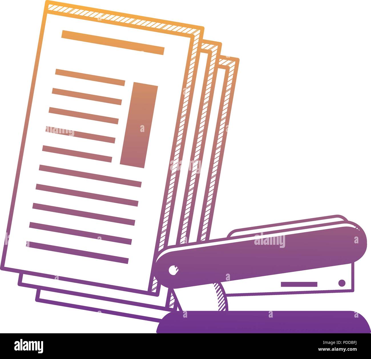 documents and stapler icon over white background, vector illustration ...