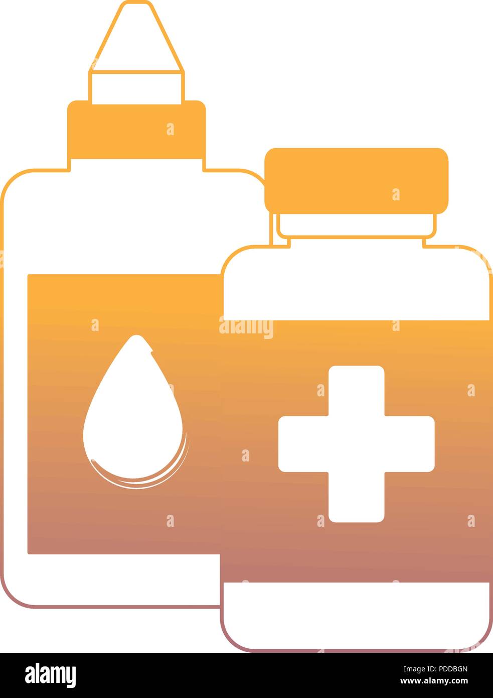 drops bottle and medical pills bottle over white background, vector ...