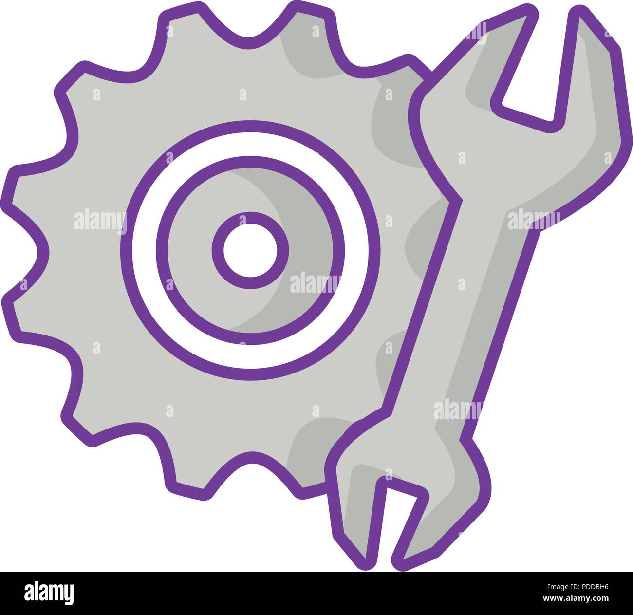 gear wheel and wrench icon over white background, vector illustration ...