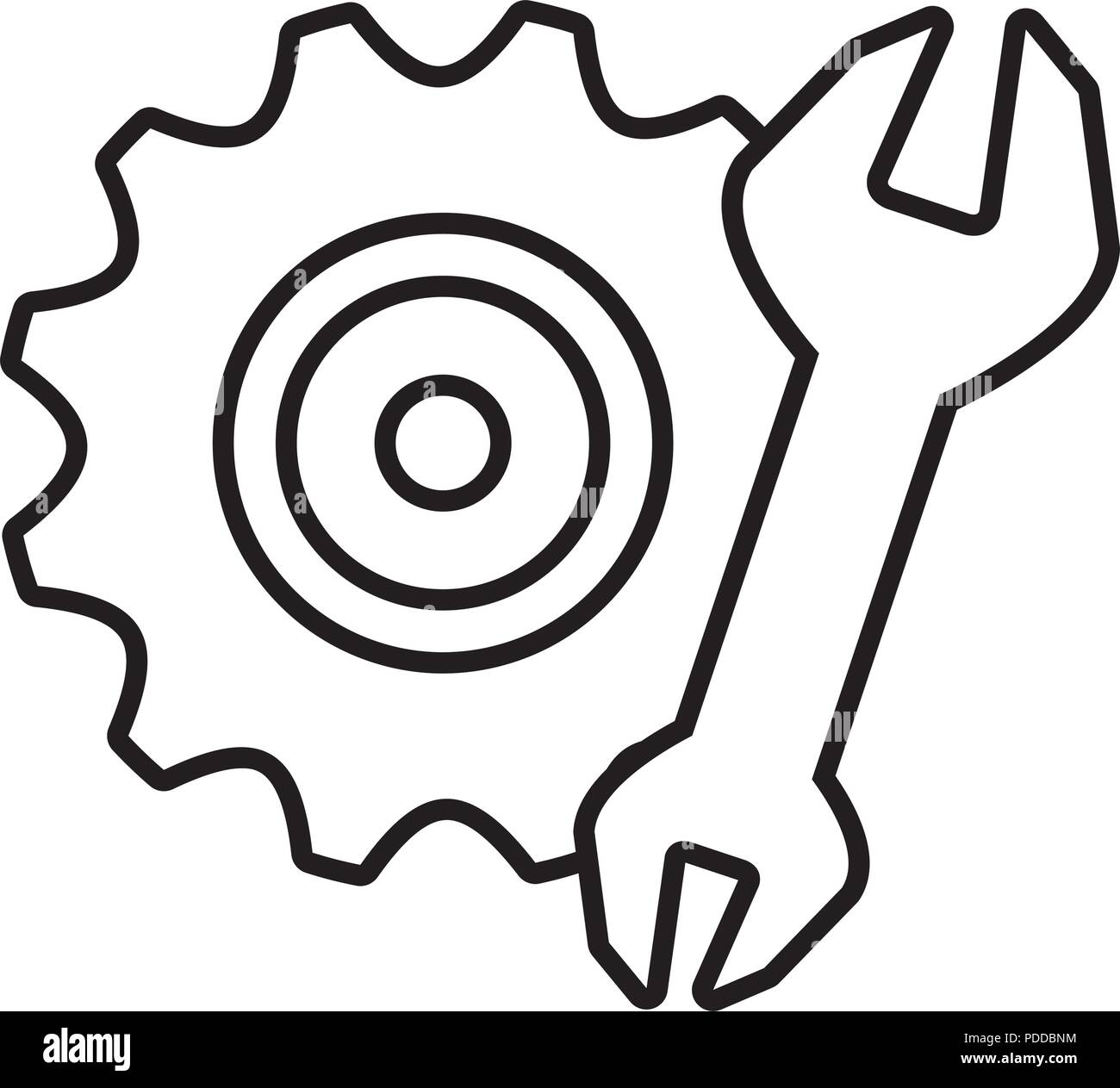 gear wheel and wrench icon over white background, vector illustration ...