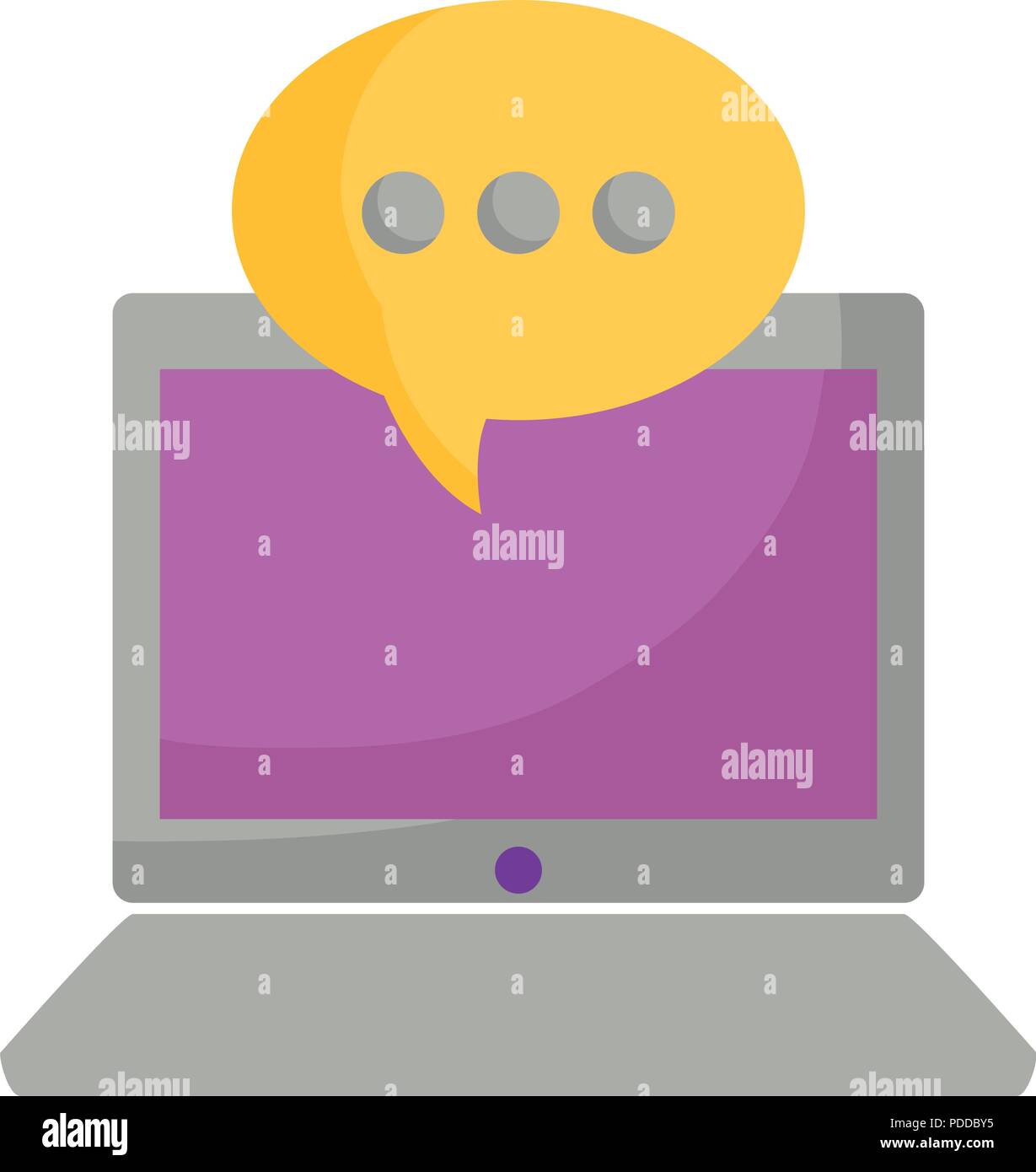 laptop computer and speech bubble over white background, vector ...