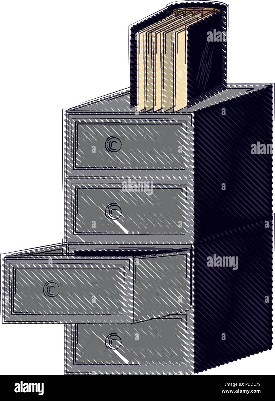 file cabinet and document folder over white background, vector ...