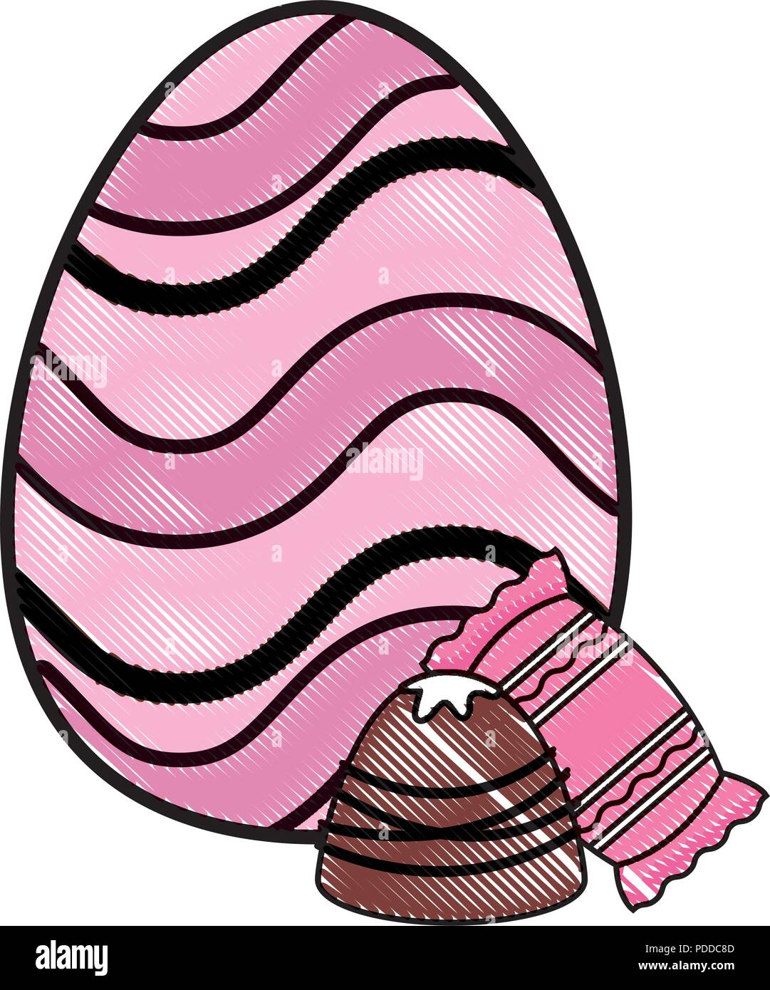 easter egg and chocolate candies over white background, vector ...